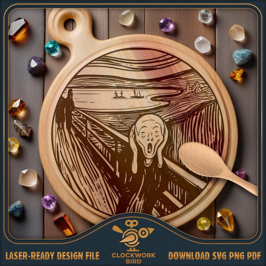 The Scream Cutting Board SVG: Edvard Munch Laser File - Etsy