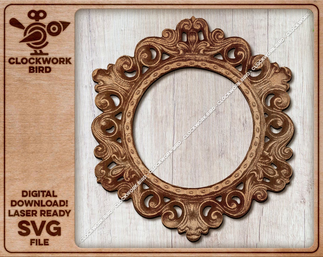 Circular Picture Frame With Fine Engraving - Unique Laser Cut File - Etsy