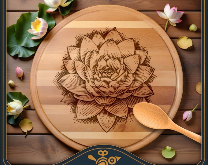 Lotus Flower Svg, Lotus With Butterflies, Spring Chopping Board ...