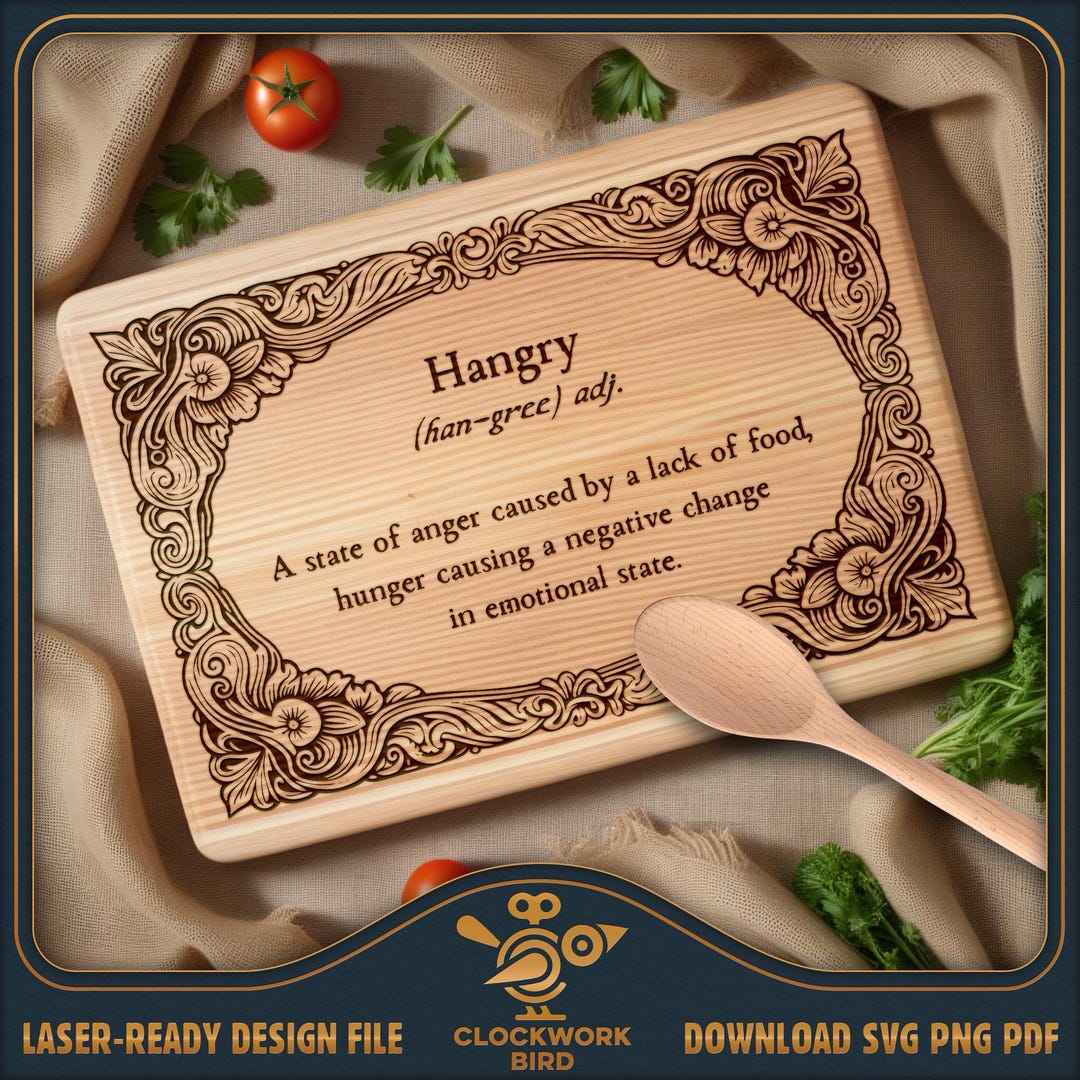Hangry Definition Charcuterie Board SVG: Boho Laser Engraving File - Etsy