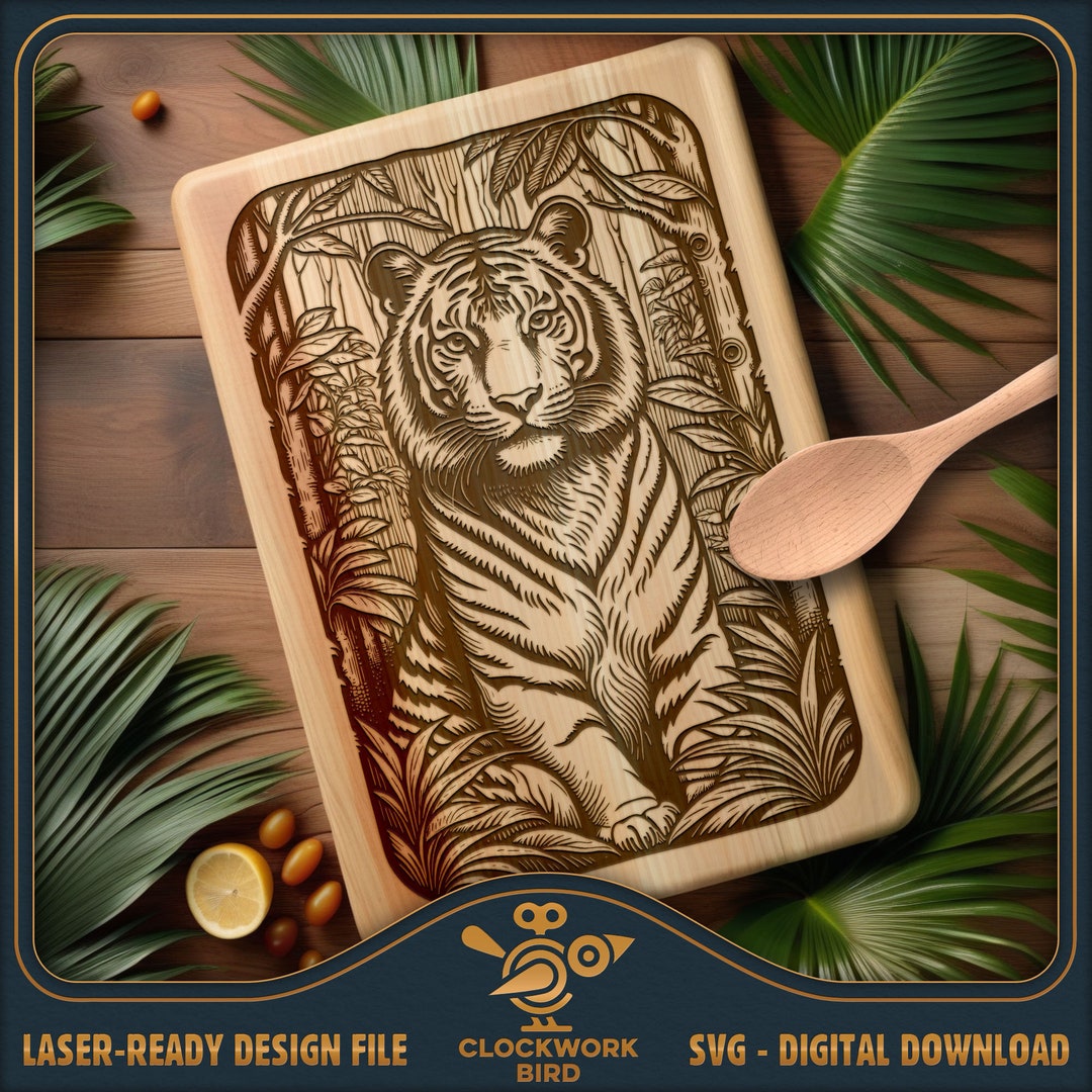 Vintage Tiger Cutting Board SVG: Laser Engraving File - Etsy