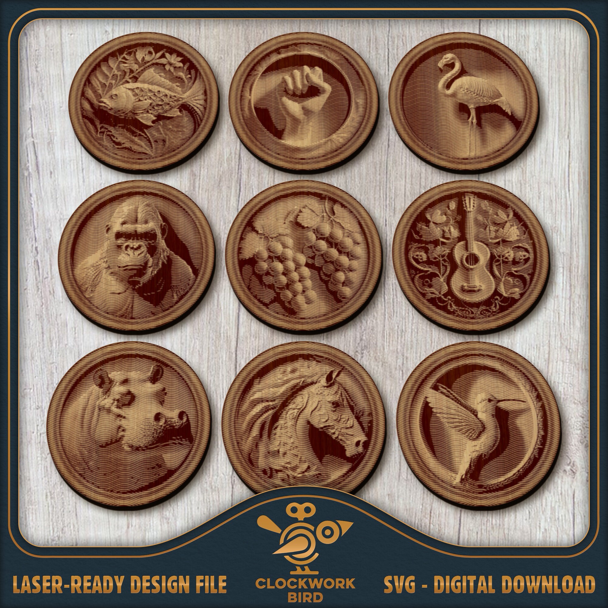 100 3D Illusion Laser SVG Bundle – Plaque & Coaster Engraving Files ...