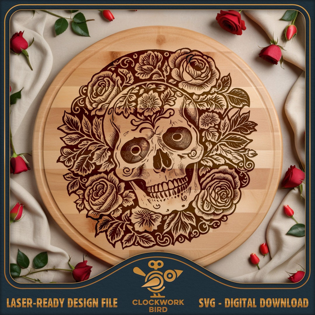 Mexican Skull Cutting Board SVG: Laser Engraving File - Etsy