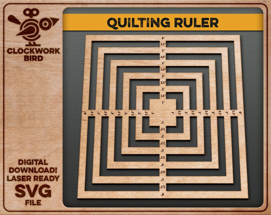 Square Quilting Ruler 6x6 Inches Unique Laser Cut File - Etsy