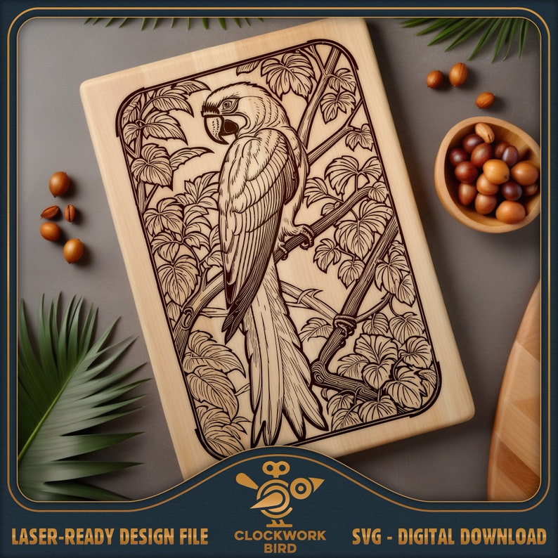Macaw Parrot Cutting Board SVG: Laser Engraving File (digital Download ...