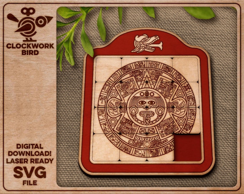 Sliding Puzzle Aztec Calendar 4x4 Tiles Unique Laser Cut - Etsy