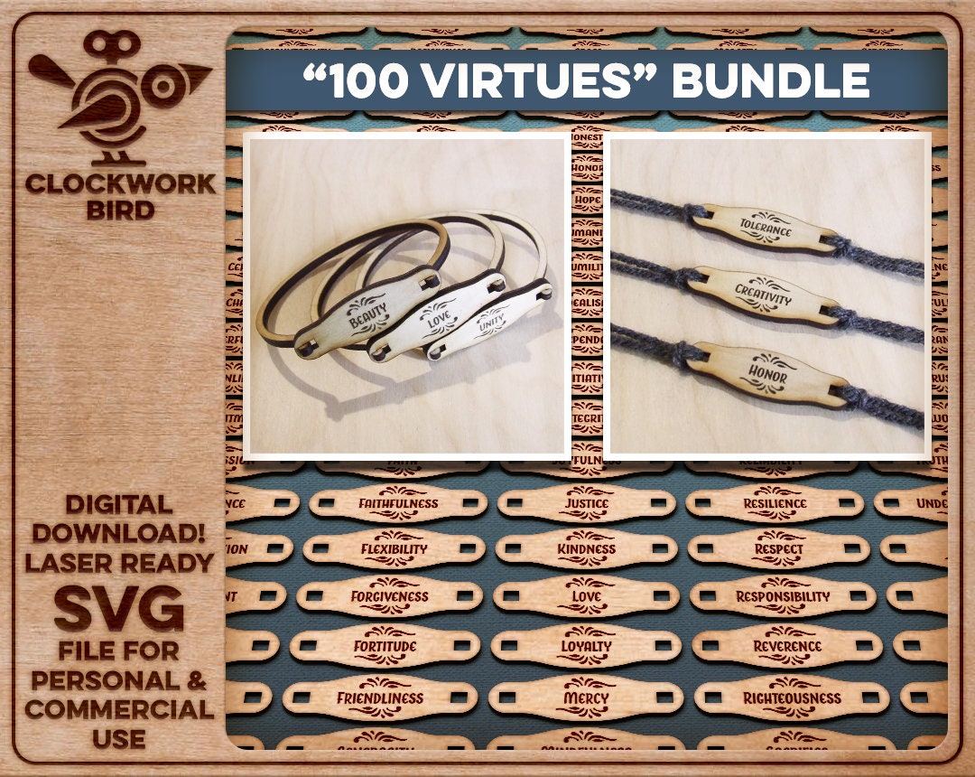 100 Virtues 100 Bracelet Designs Unique Laser Cut Jewelry - Etsy