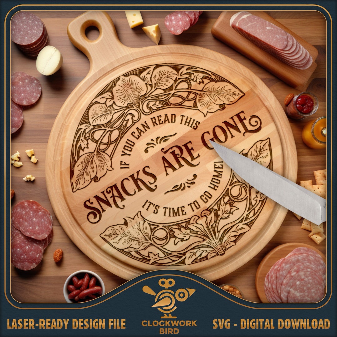 Snacks Are Gone Charcuterie Board Laser File: Lazy Susan SVG (digital ...