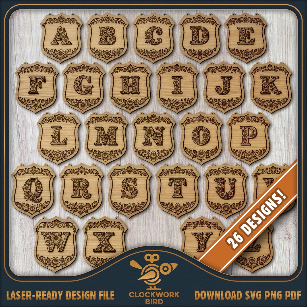 Floral Alphabet Bookshelf Dividers: Vintage Tavern Signs Laser Cut ...