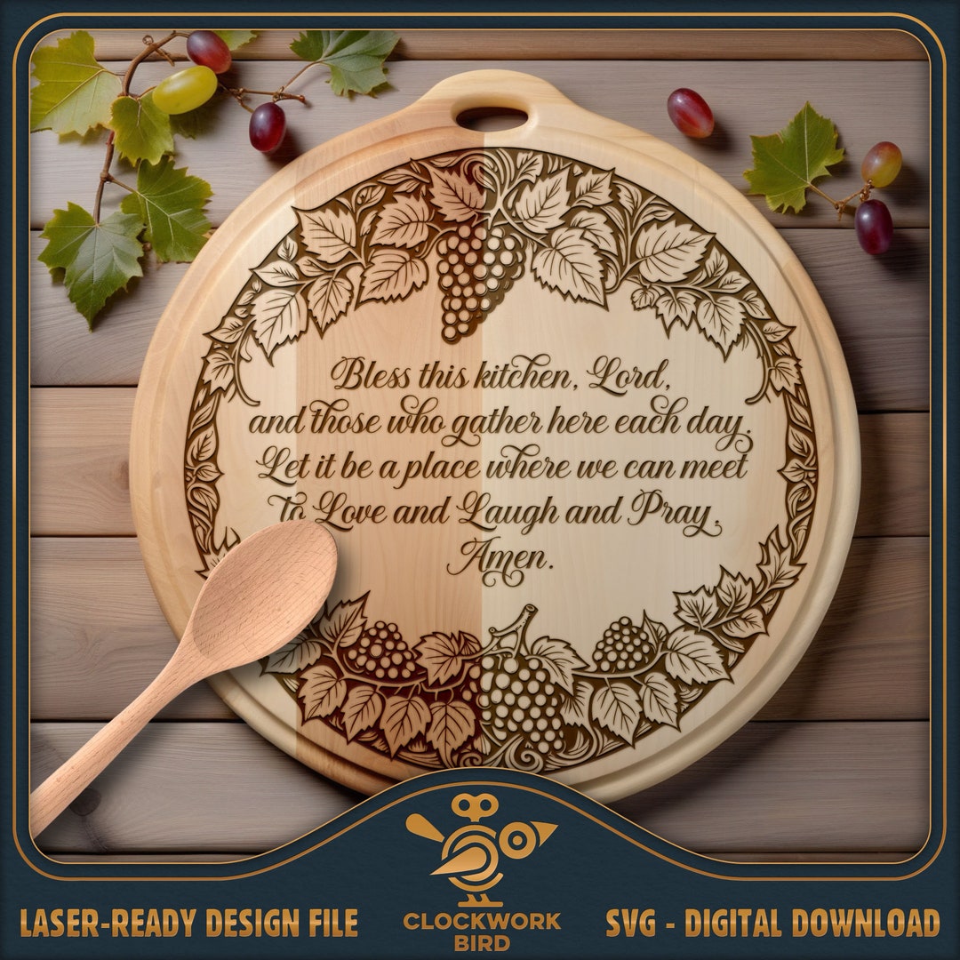 Kitchen Prayer Cutting Board SVG: Laser Engraved Charcuterie Design ...