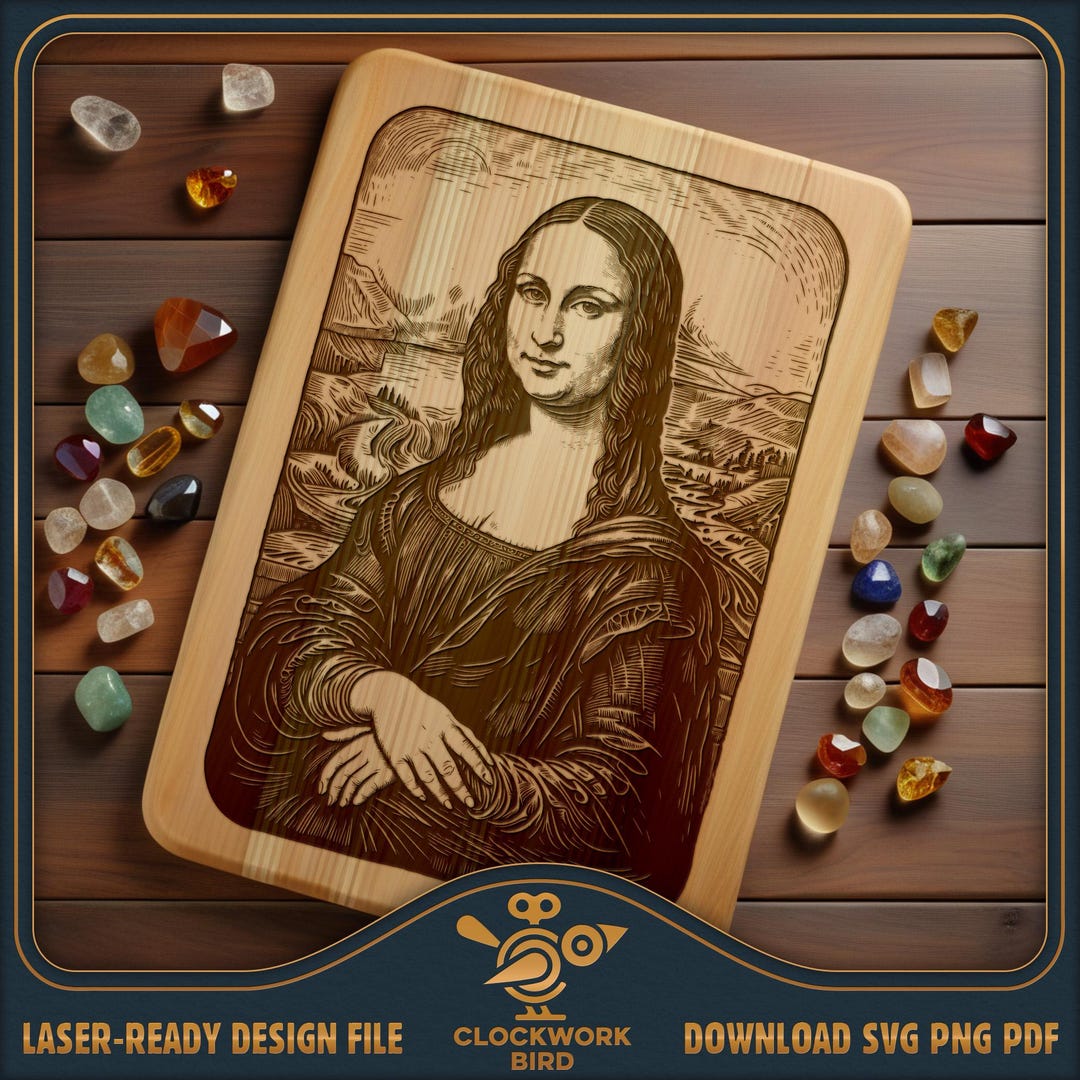 Mona Lisa Cutting Board SVG: Vintage Laser Engraving File - Etsy