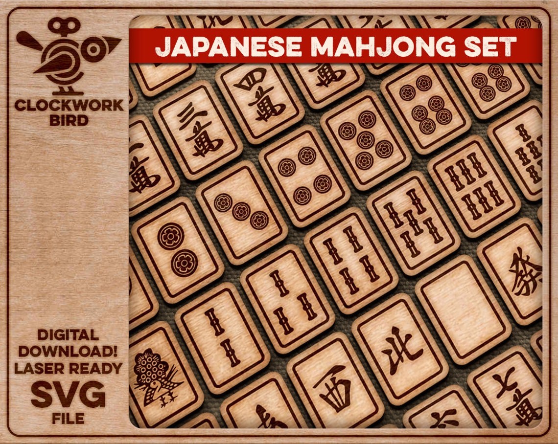 Mahjong Set 36 Tiles Unique SVG File for Laser Cutting and - Etsy