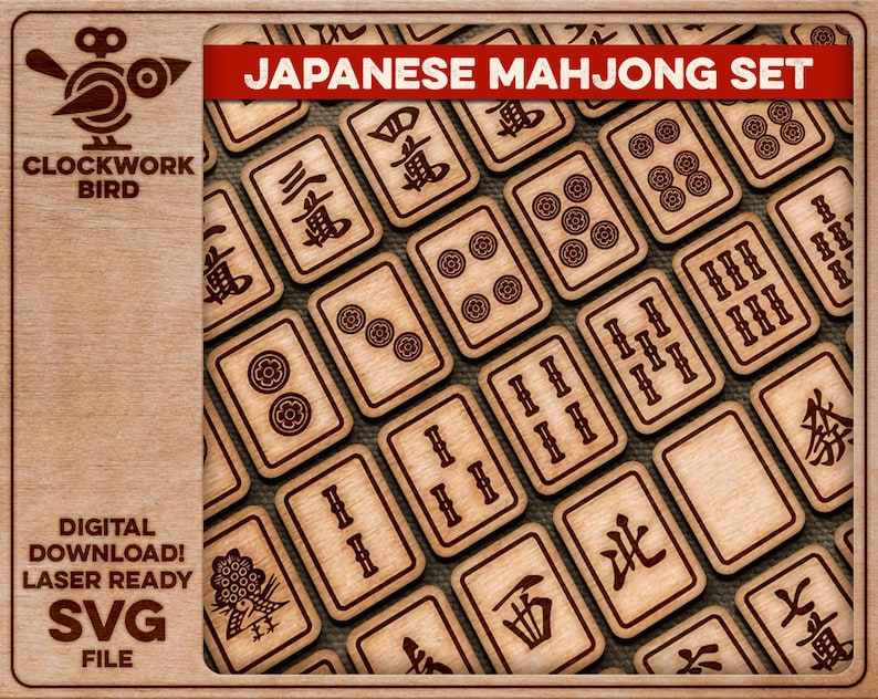 Mahjong Set 36 Tiles Unique SVG File for Laser Cutting and - Etsy