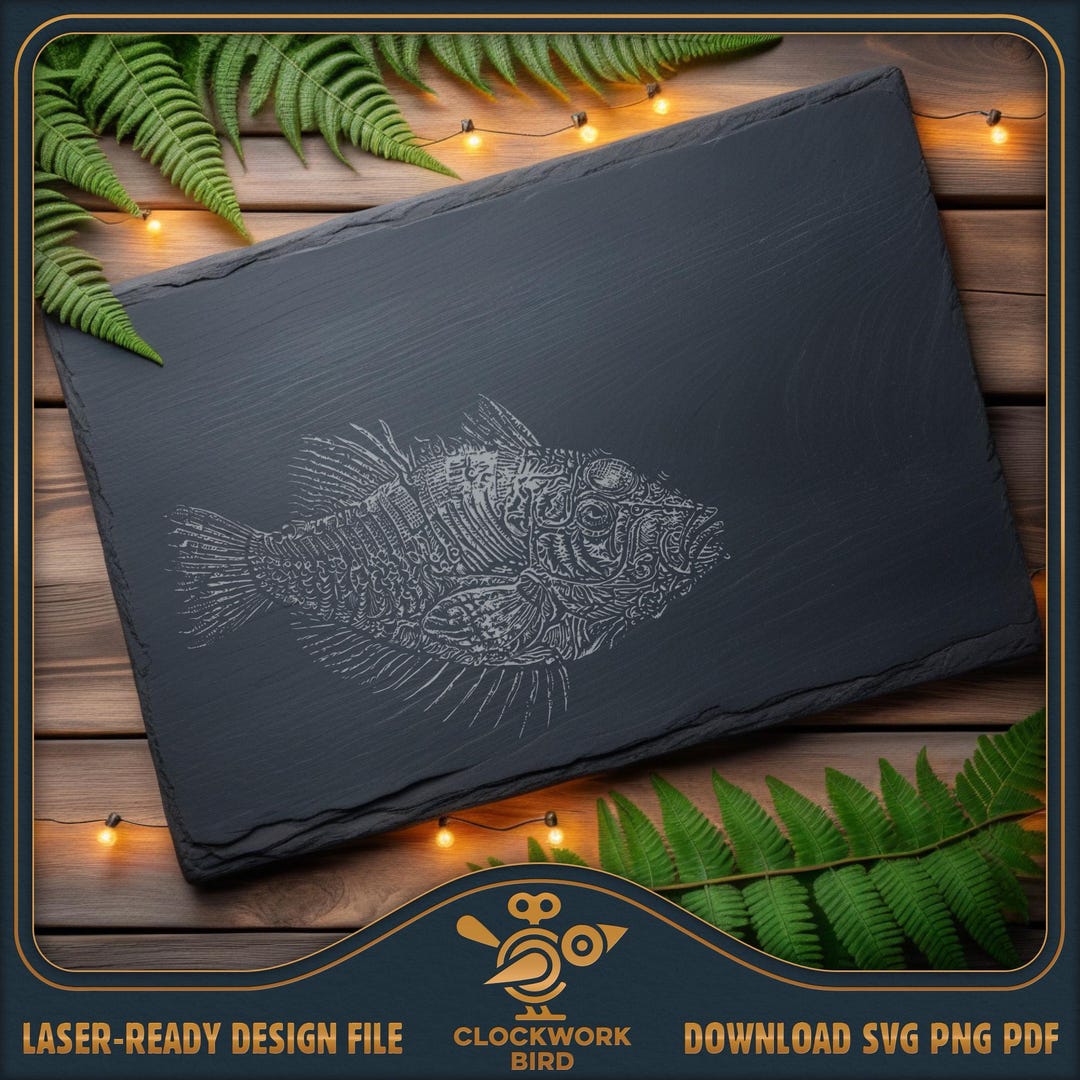 Prehistoric Fish Fossil Slate Engraving Laser File (SVG, PDF, PNG) - Etsy