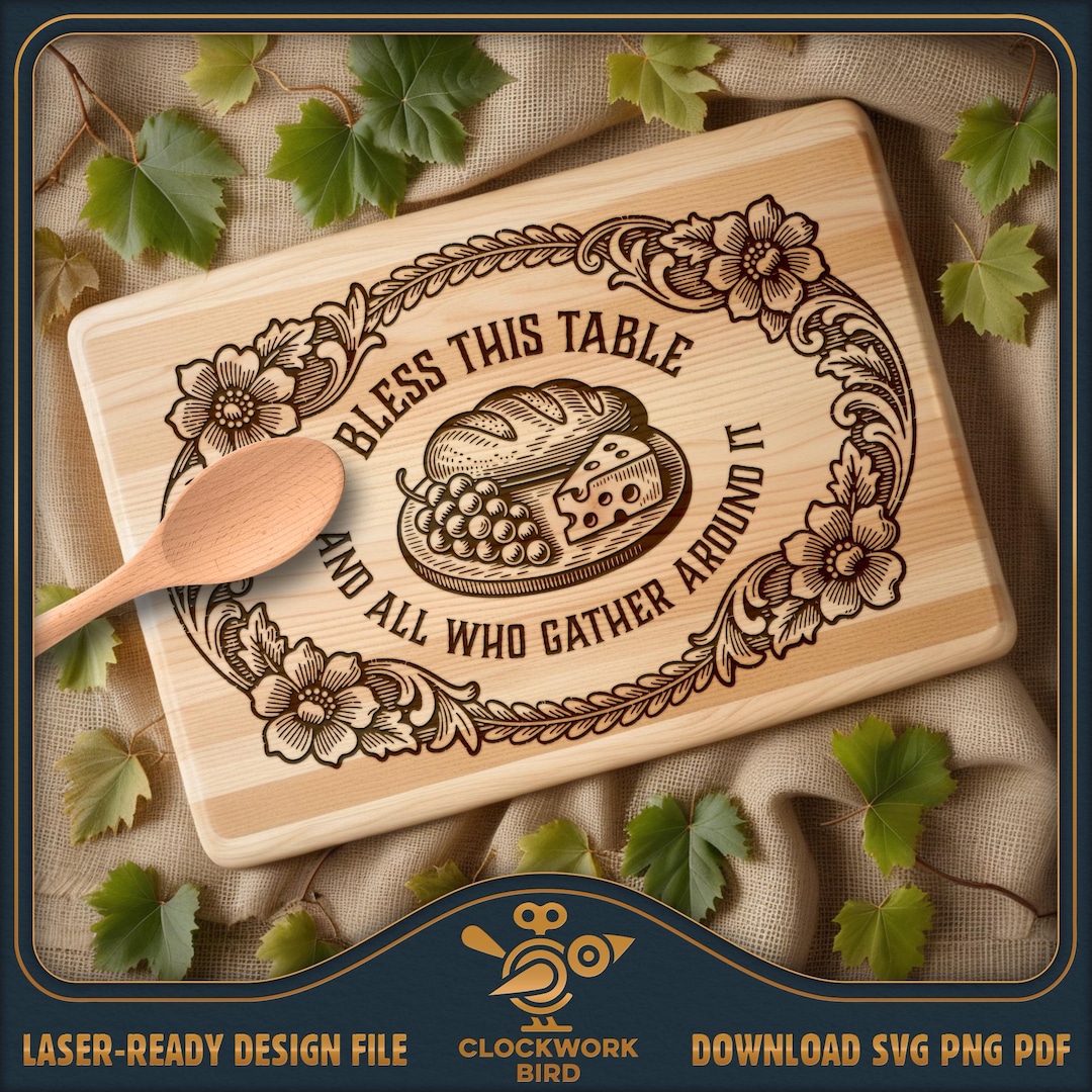 Table Blessing Cutting Board SVG: Vintage Laser Engraving File - Etsy