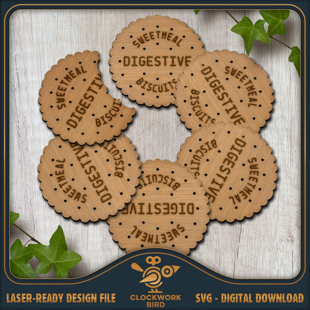 Biscuit Coaster SVG Set (whole and Bitten) - Instant Download, Unique ...