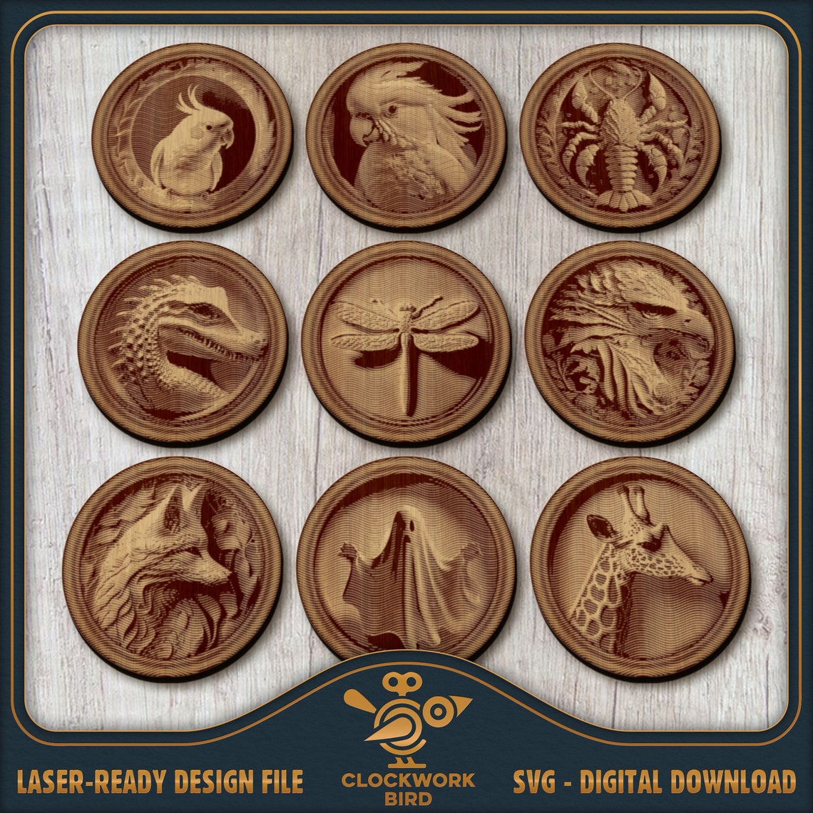 100 3D Illusion Laser SVG Bundle – Plaque & Coaster Engraving Files ...