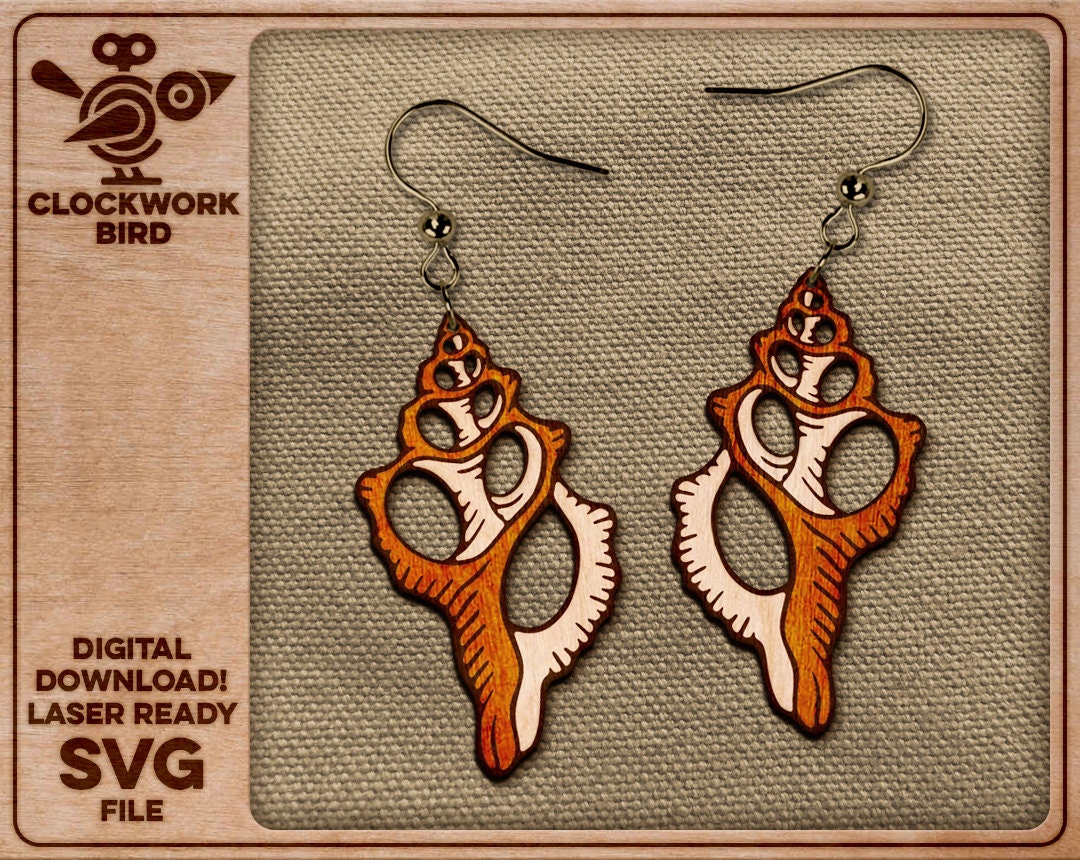 Seashell Earrings - Unique Laser Cut File - Etsy