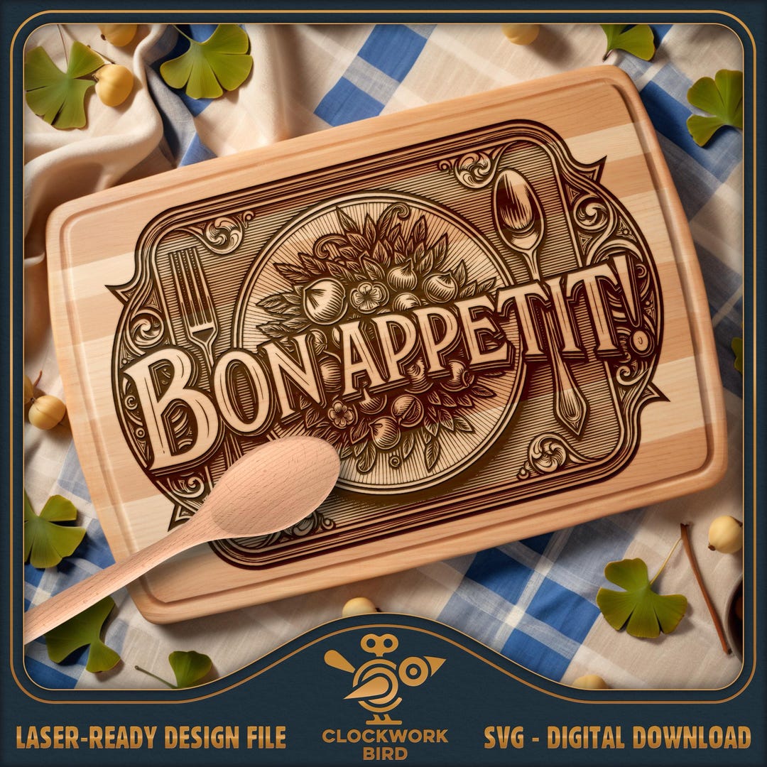 Bon Appetit Charcuterie Board SVG / Victorian Cutting Board Laser File ...