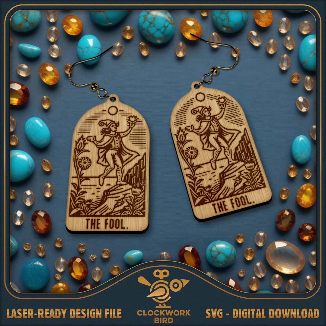 The Fool Tarot Card Earrings SVG - Unique Major Arcana Earring Files ...