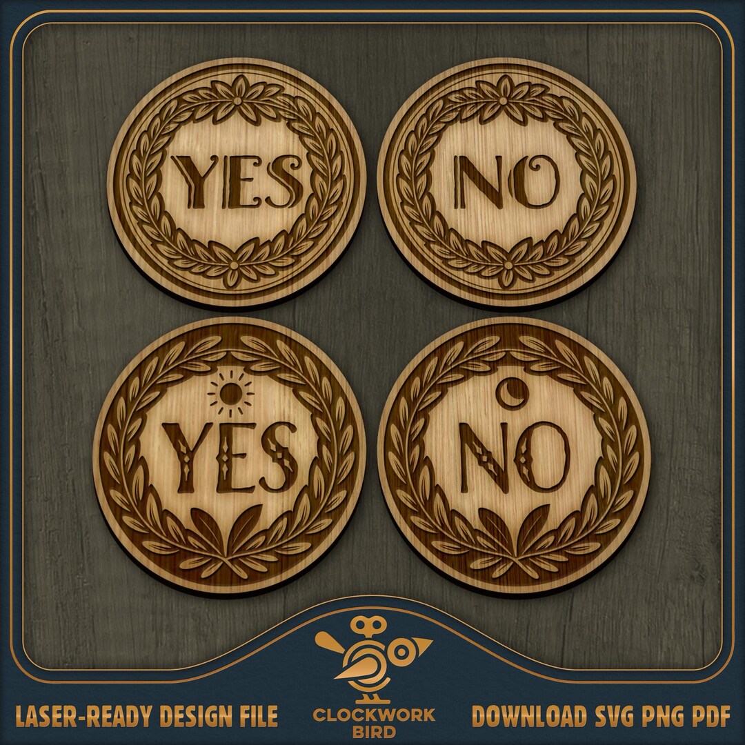 Yes/no Coin SVG Laser File: Vintage Style Decision Tokens - Etsy UK