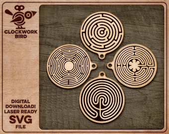 Labyrinth / Maze Earrings - Unique Laser Cut File - Etsy