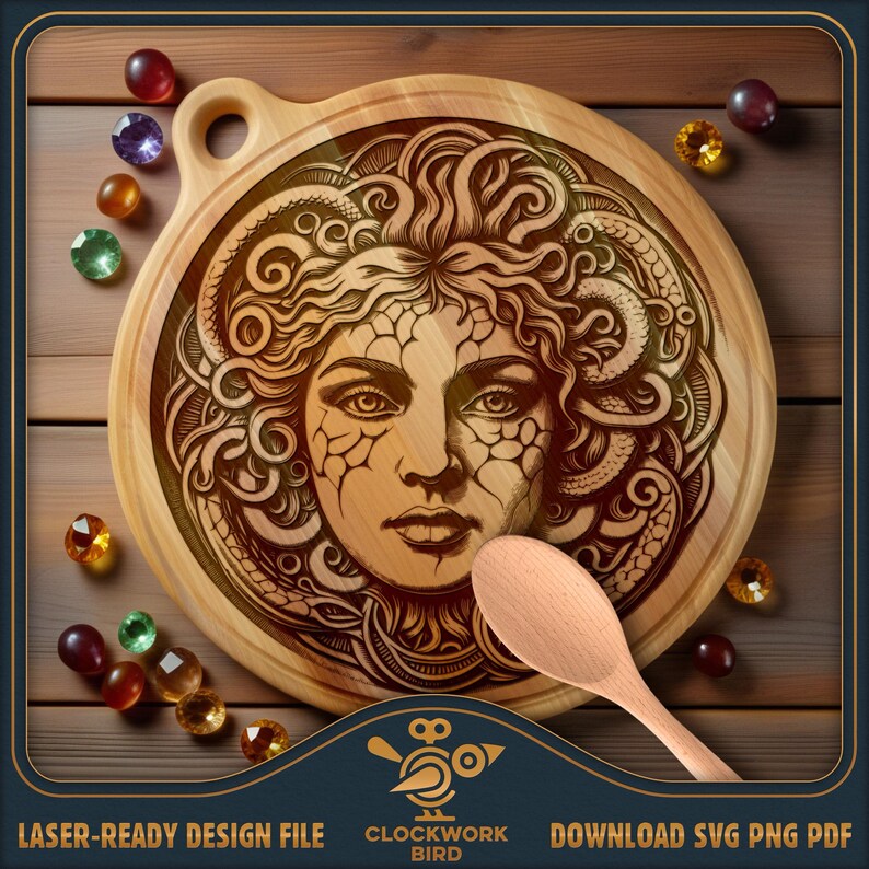 Medusa Cutting Board SVG: Renaissance Charcuterie Board Laser File - Etsy
