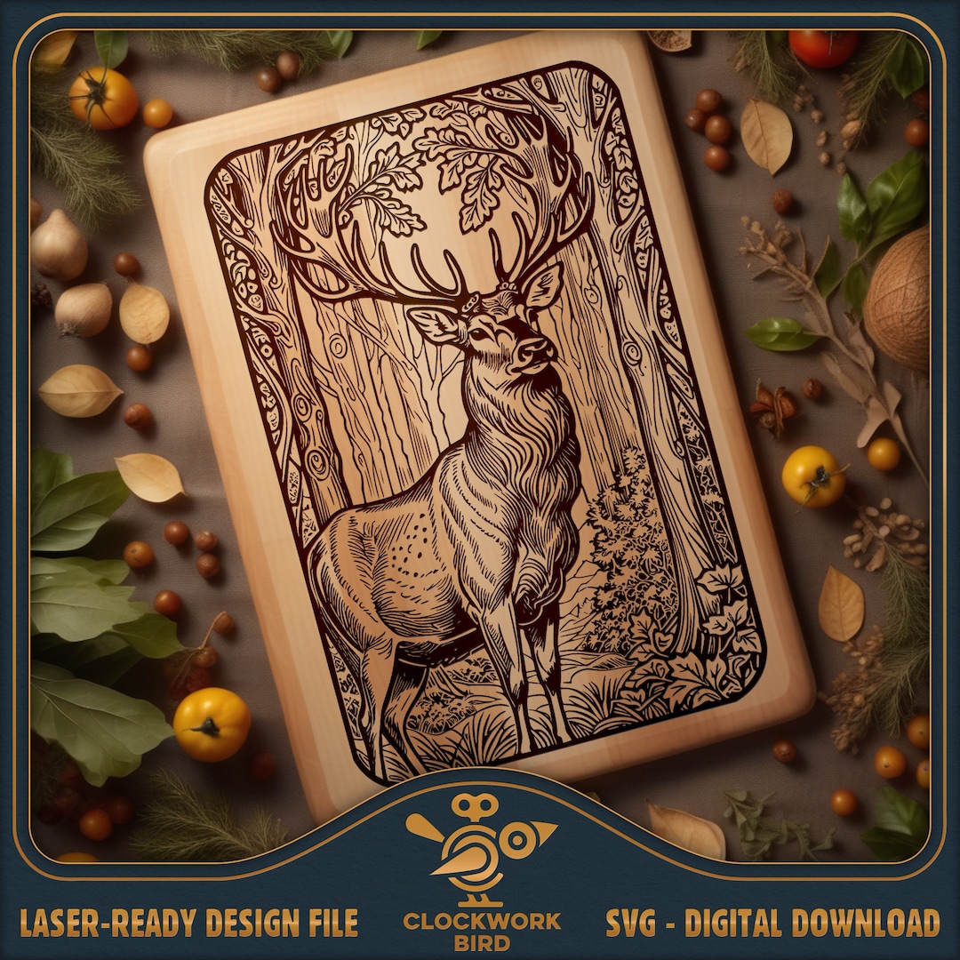 Stag Cutting Board Laser File: Deer Charcuterie Design (SVG) - Etsy