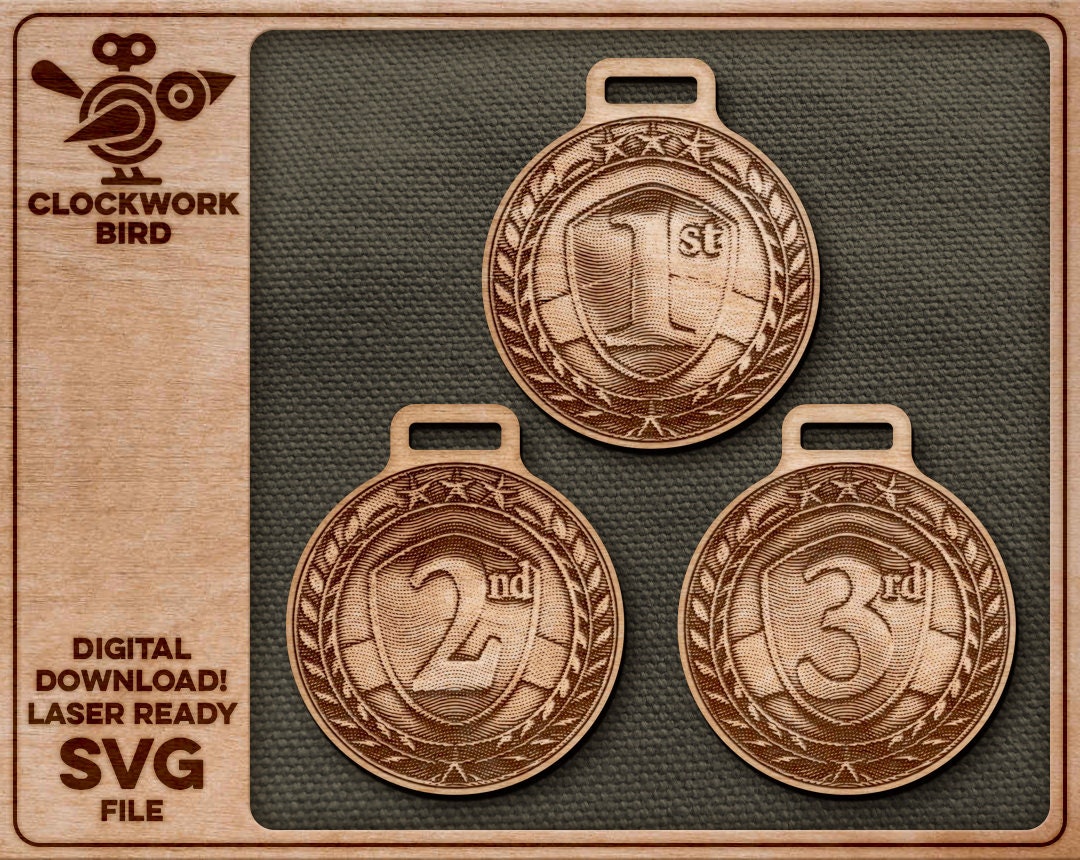 Trophy Medal Set 3 Pieces for Fine Engraving 3D Illusion Laser Cut File ...