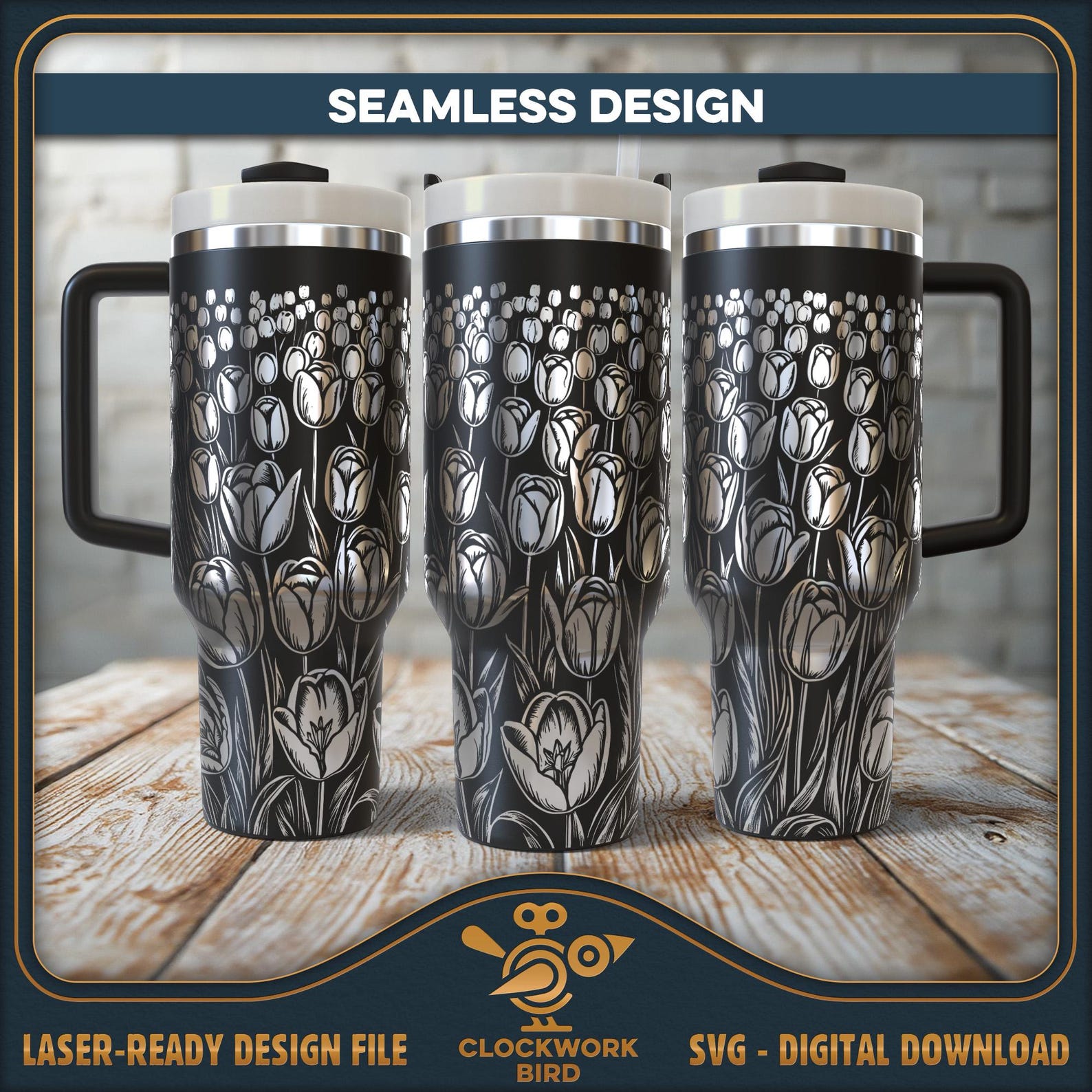 Tulip Tumbler Wrap SVG: Vintage Floral Laser File (40oz) - Etsy