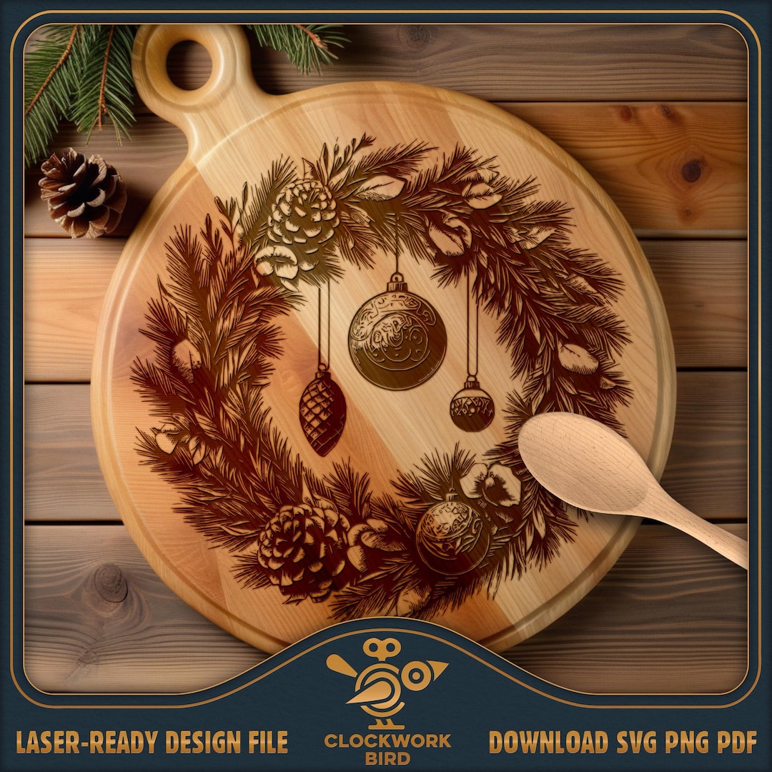 Christmas Wreath Laser Engraving File: Art Nouveau Lazy Susan Design ...