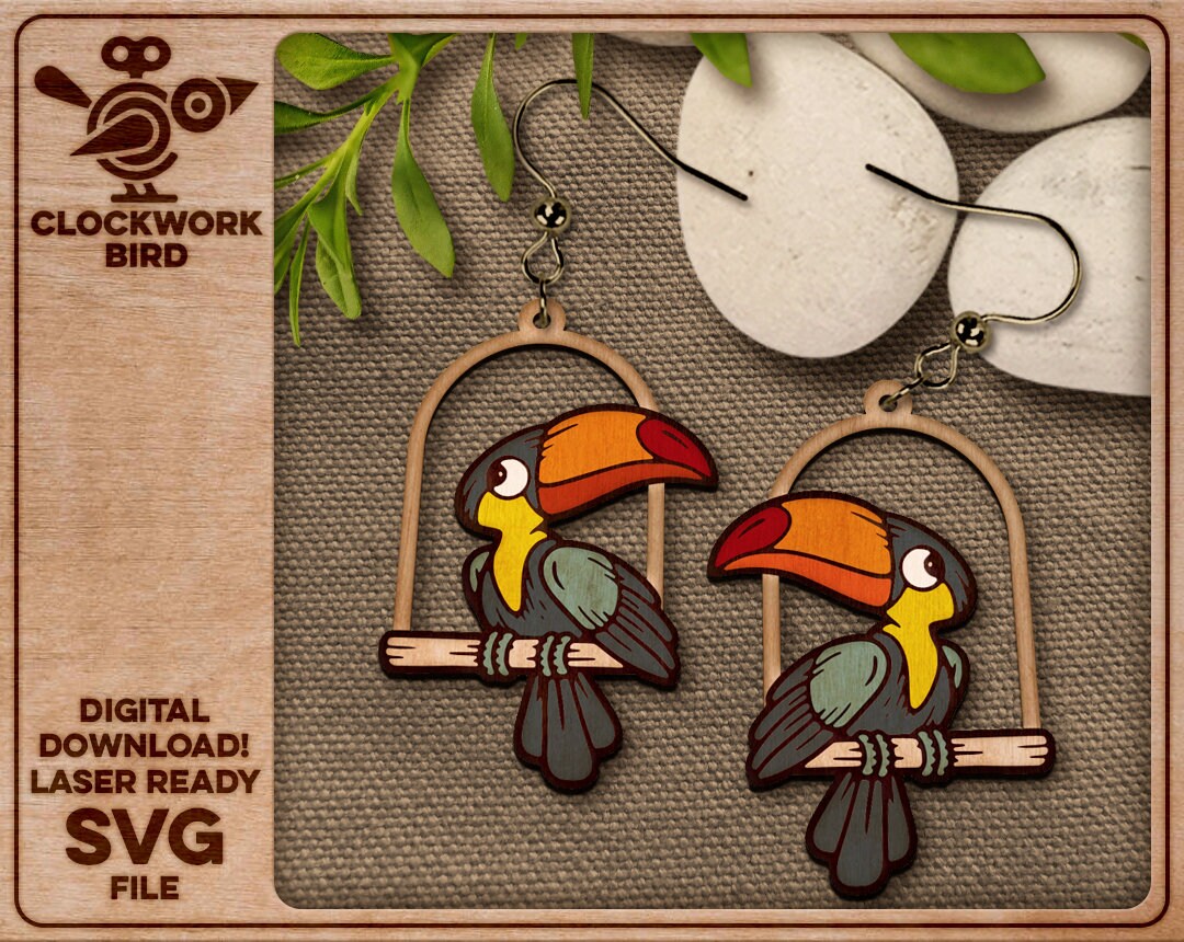 Curious Toucan Earrings - Unique Laser Cut File - Etsy