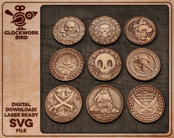 Pirate Coin Laser Cut Files SVG PDF EPS Digital Product - Etsy