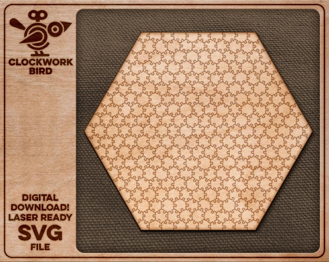 Complex Jigsaw Puzzle Template: Hexagon - Unique Laser Cut File - Etsy