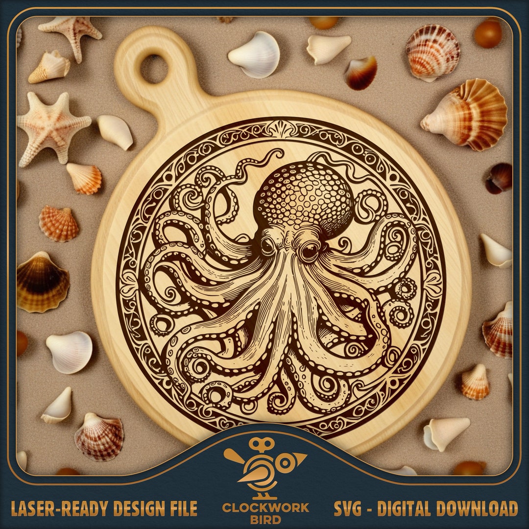 Octopus Cutting Board SVG: Laser Engraving Design File - Etsy UK