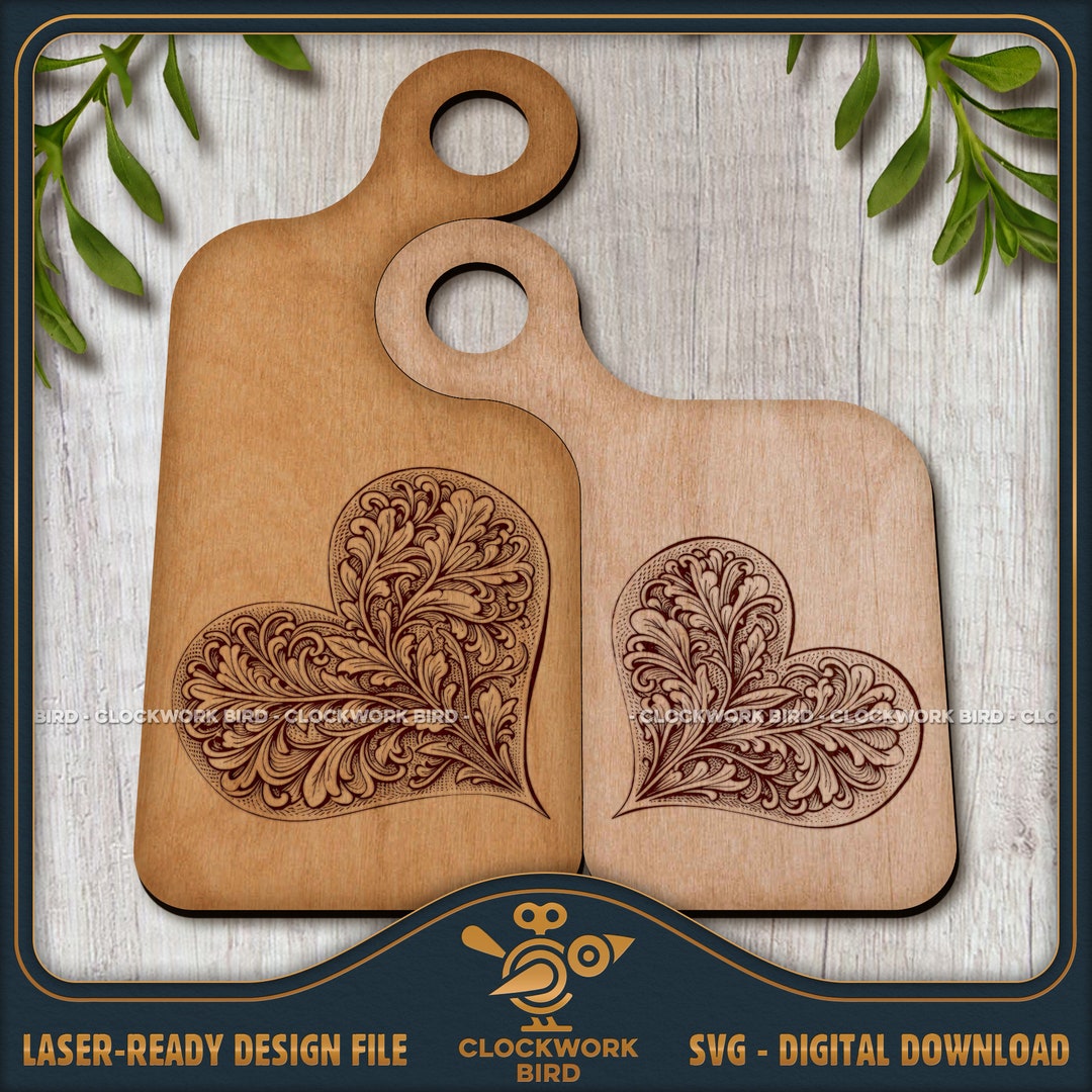 Floral Hearts - Nesting Charcuterie Board Set for Laser Cutting and ...