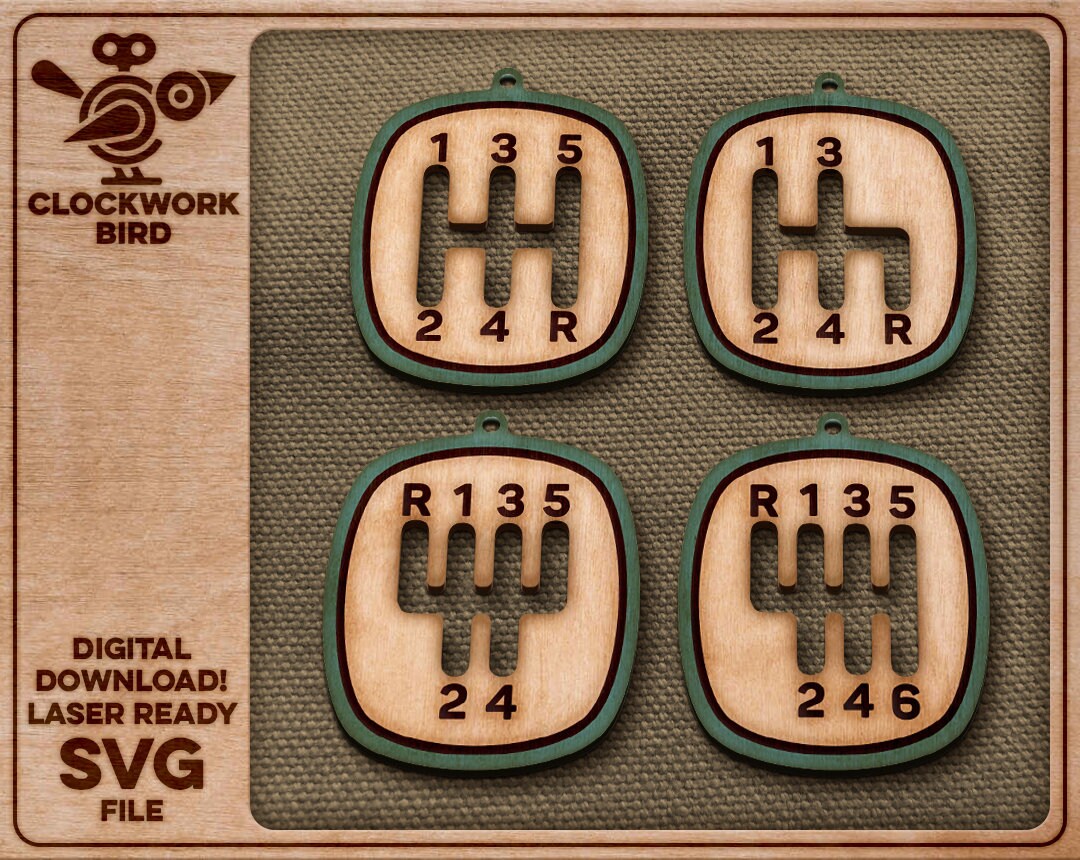 Gear Stick Shift Pattern Keychains (4 Different Designs) - Unique Laser ...