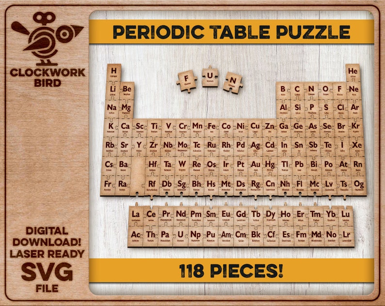 Periodic Table of Elements - Jigsaw Puzzle, SVG Laser File - Etsy