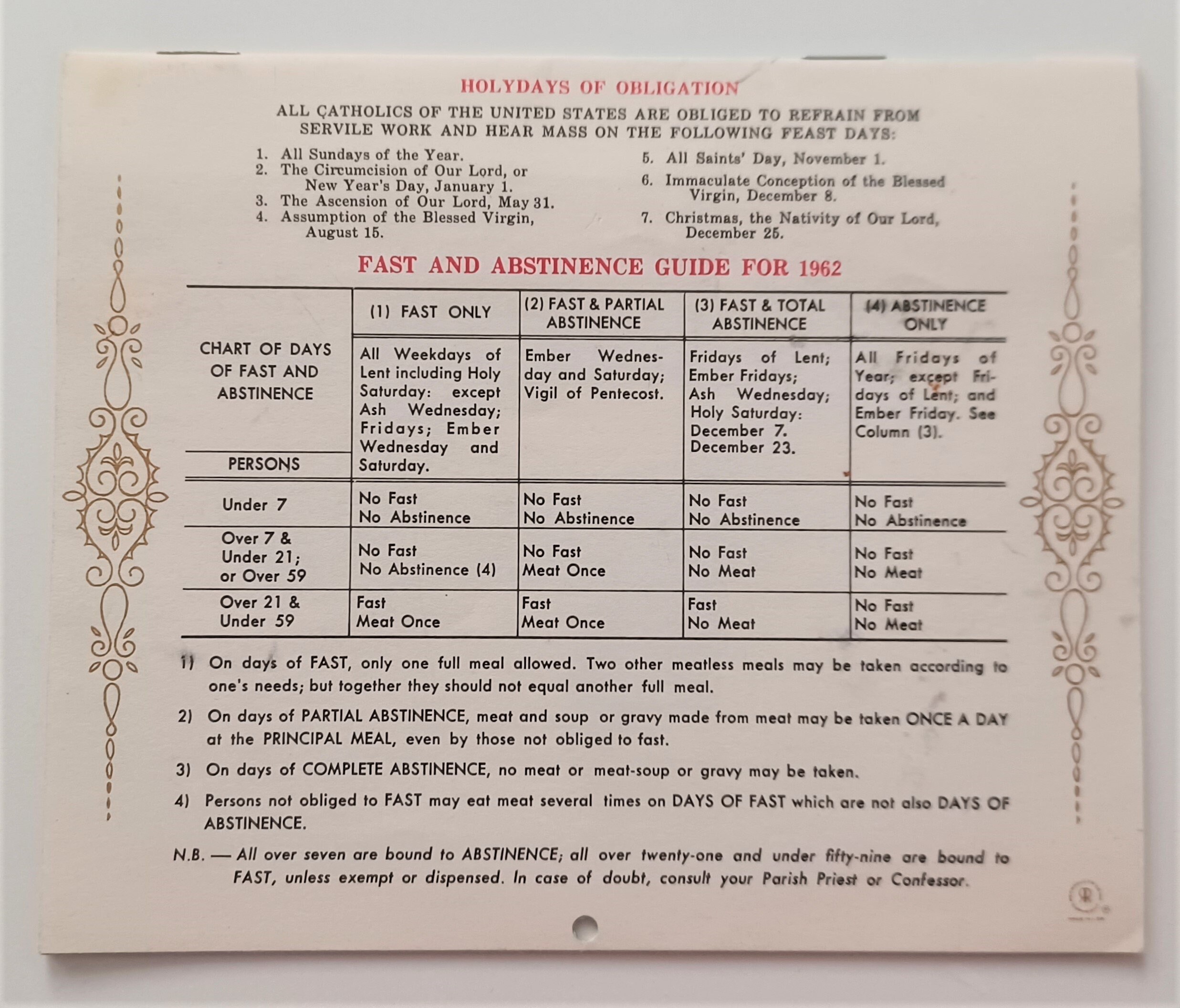 Rosary Shrine of St Jude 1962 Catholic Religious Calendar Dominican ...