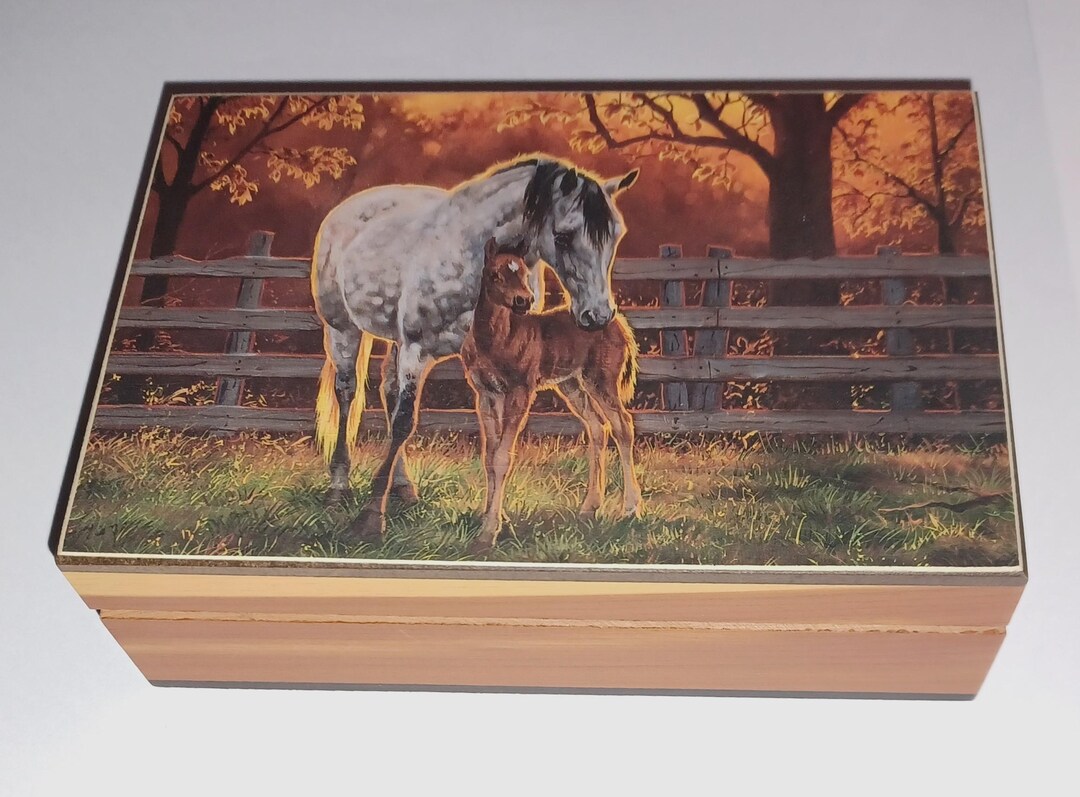 Leanin' Tree Cedar Keepsake Box With Mare and Foal Art by Chris ...