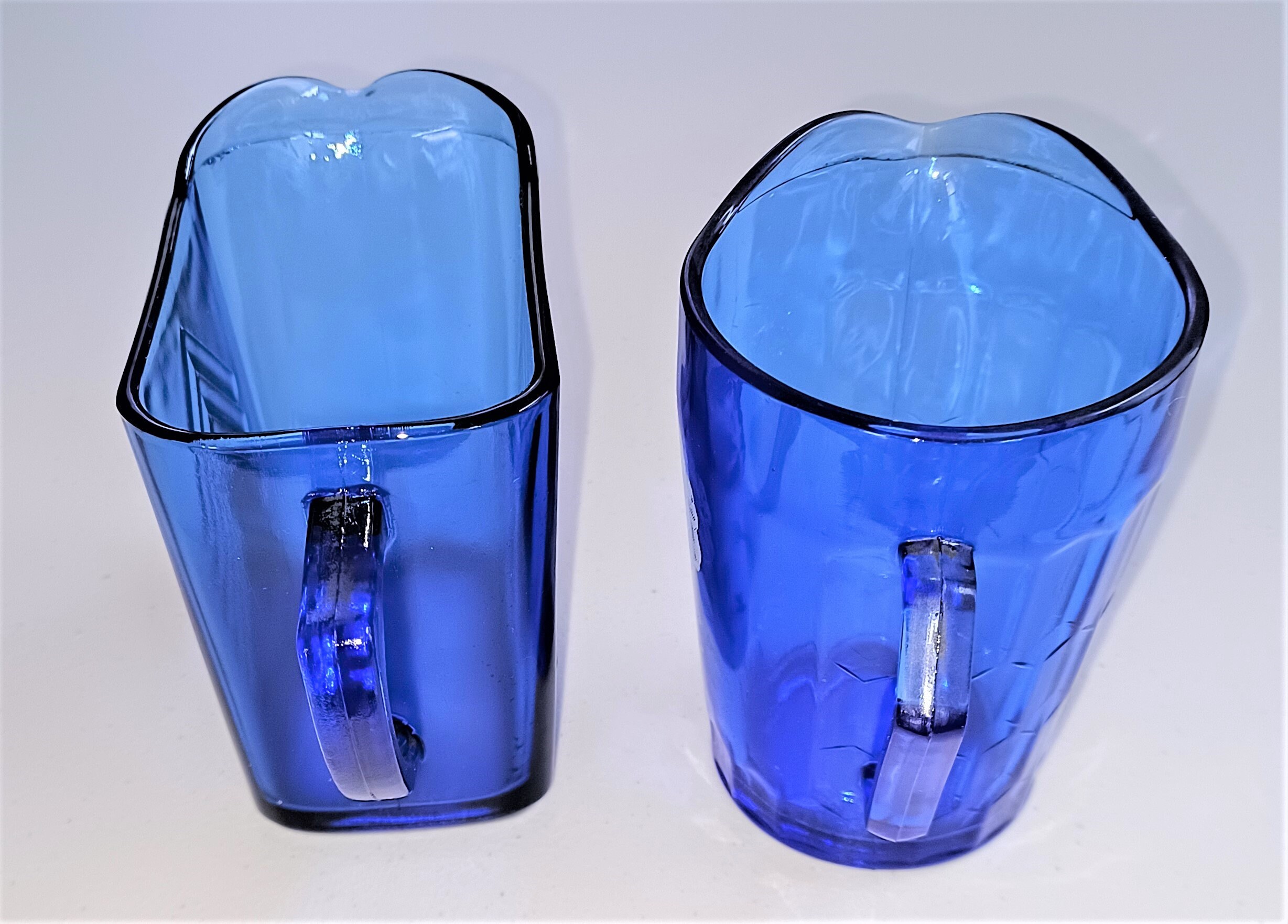 Vintage Cobalt Blue Glass Pitchers or Creamers Shirley Temple and ...