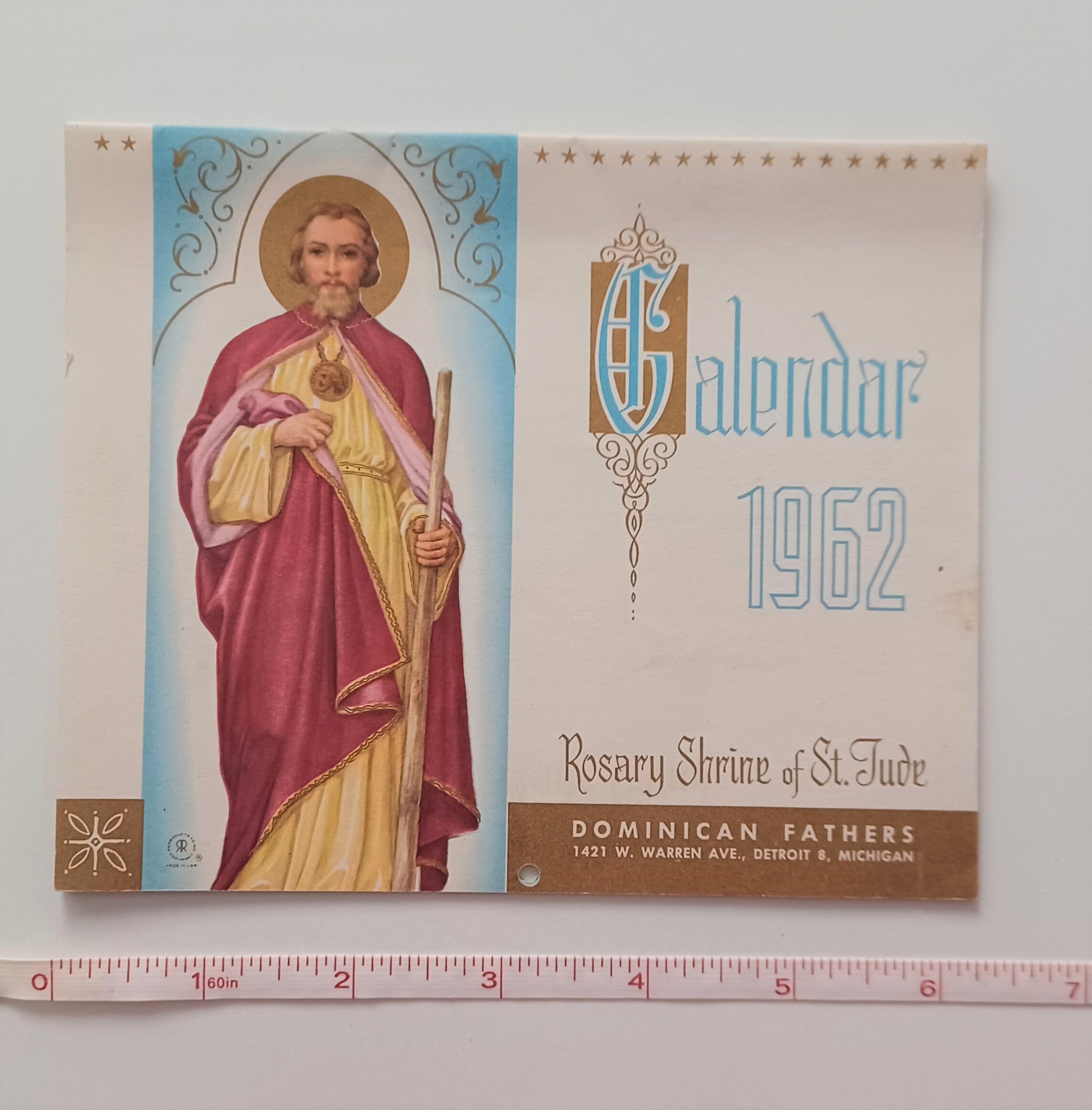 Rosary Shrine of St Jude 1962 Catholic Religious Calendar Dominican ...