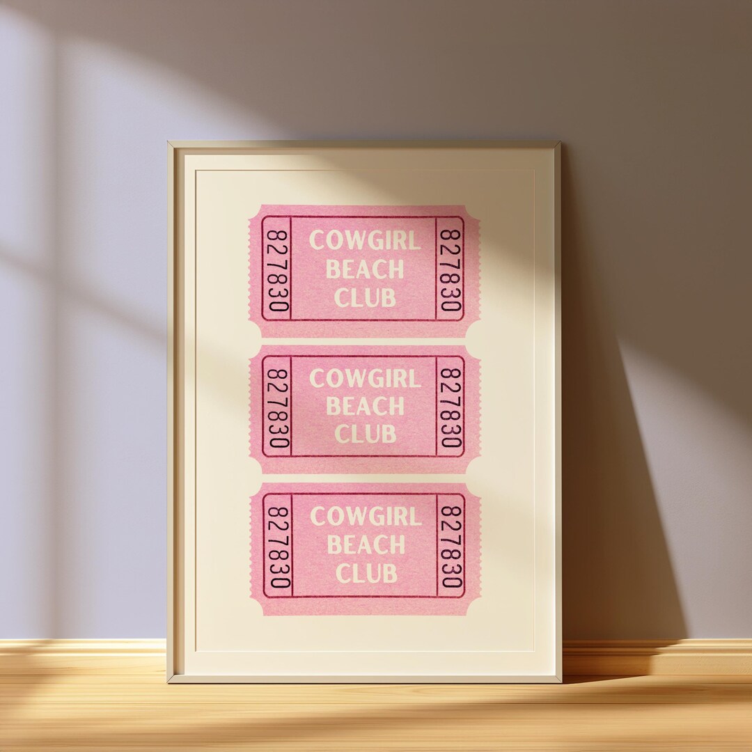 Cowgirl Beach Club Tickets | Coastal Cowgirl Trendy Art | Preppy Dorm ...