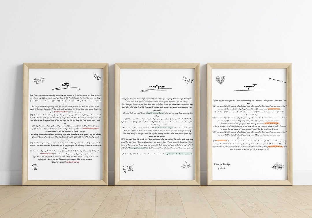 Folklore Love Triangle by Taylor Swift Set of 3 Prints Digital Lyric ...