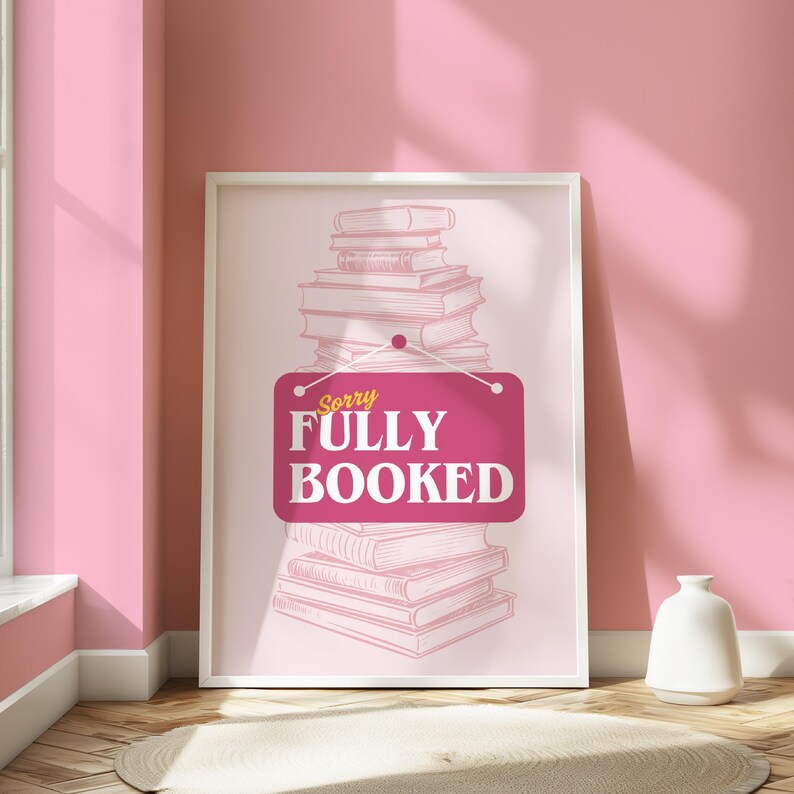 Fully Booked Art | Book Decor | Book Lovers Wall Art | Bookish Library ...