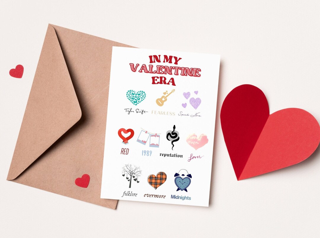Taylor Swift Eras Valentine's Day Card Printable Swiftie Card Valentine ...