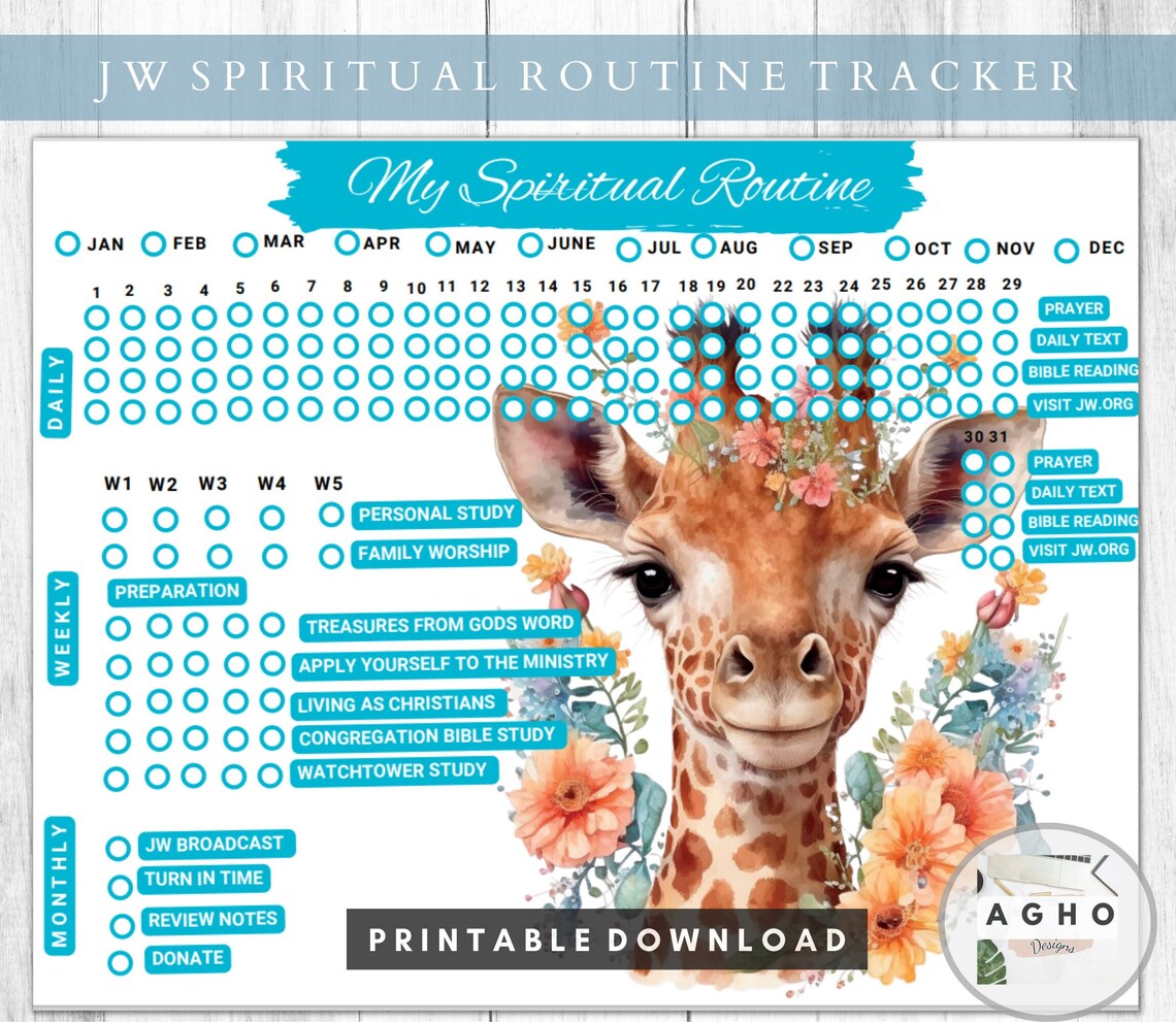 JW Spiritual Routine Activity Tracker |jehovah's Witness | Printable ...