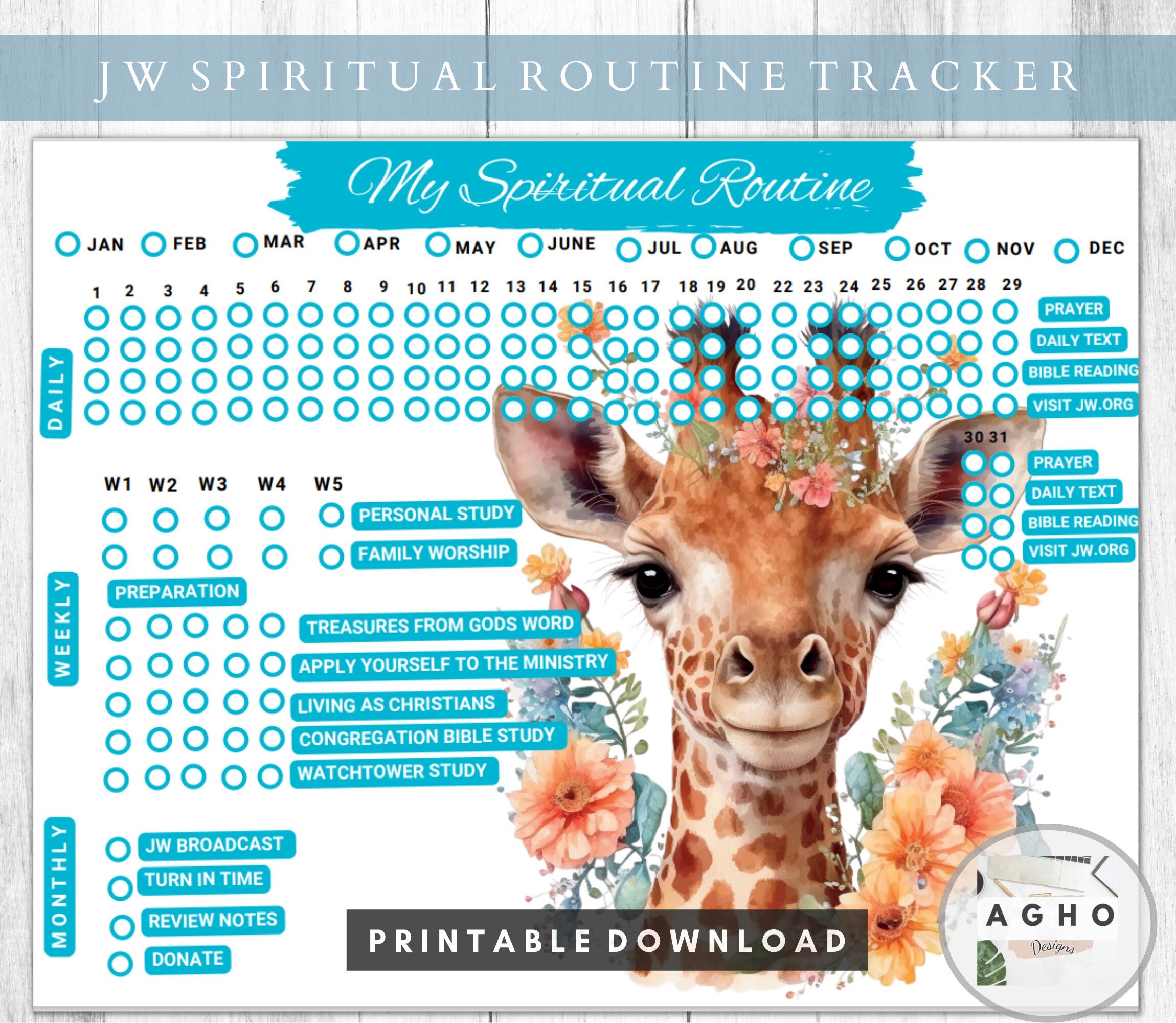 JW Spiritual Routine Activity Tracker |jehovah's Witness | Printable ...