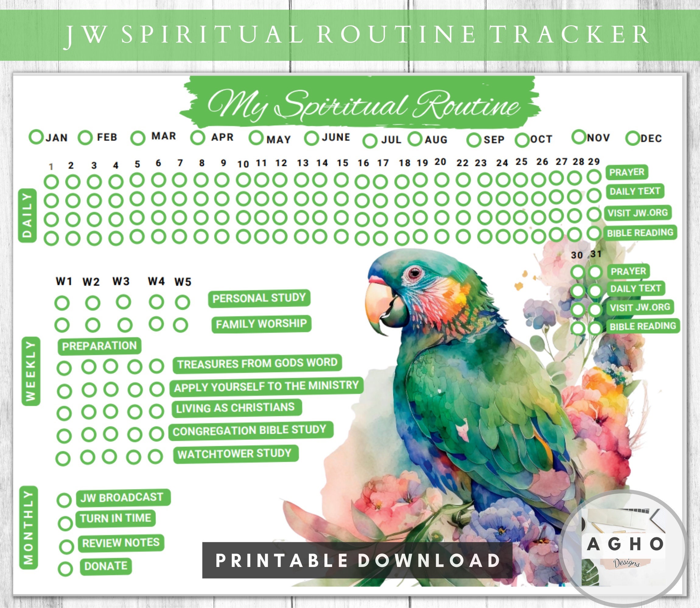 JW Spiritual Routine Activity Tracker |jehovah's Witness | Printable ...