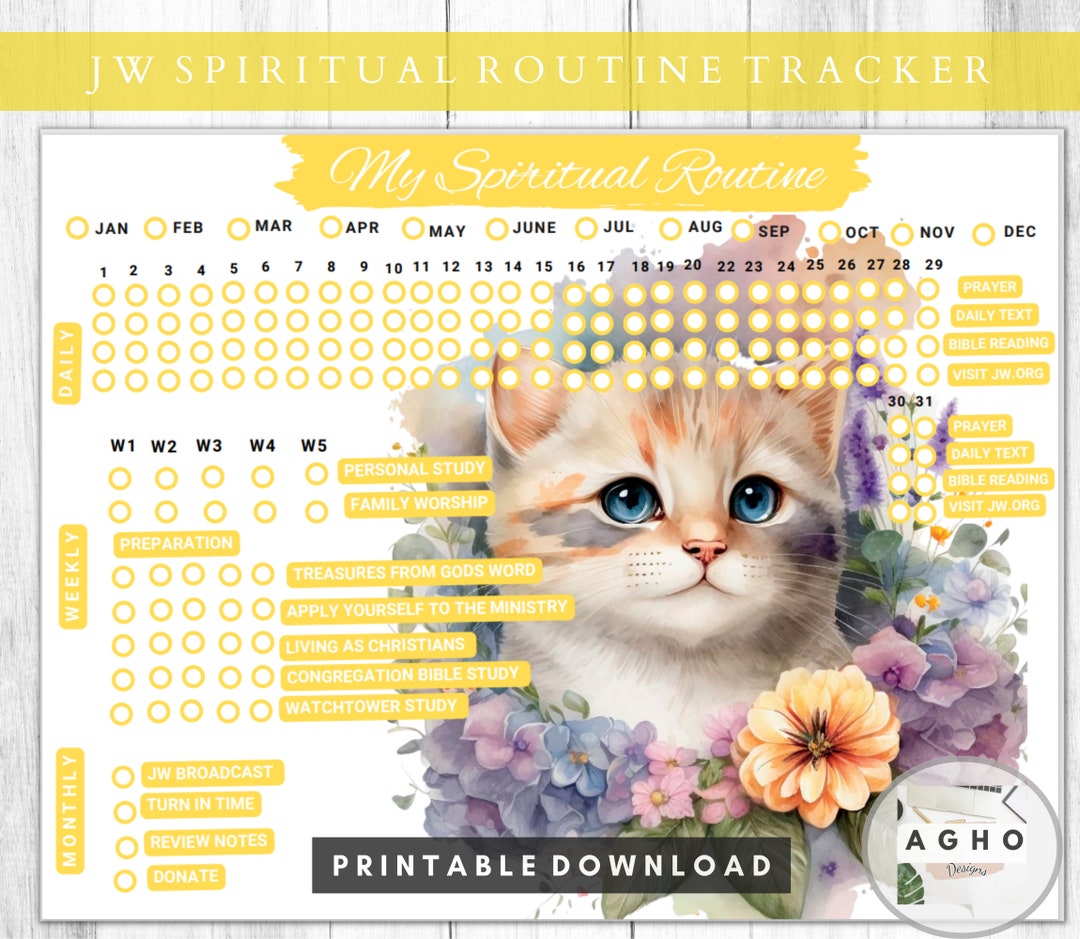 JW Spiritual Routine Activity Tracker |jehovah's Witness | Printable ...